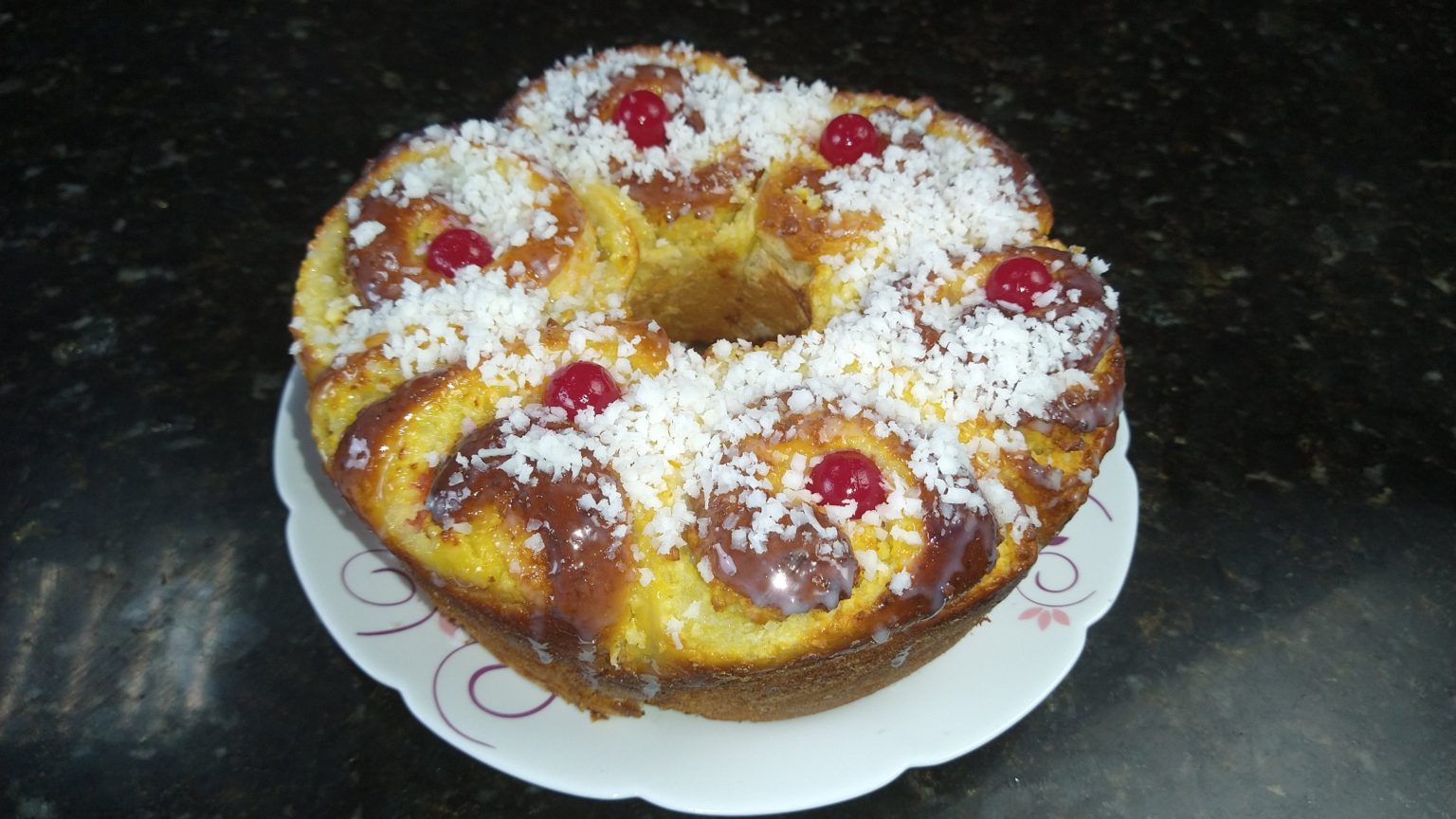 Uma deliciosa receita profissional de rosca de coco